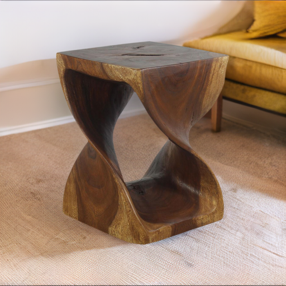 Original Wood Twist Stool Accent Tables – Haussmann Inc